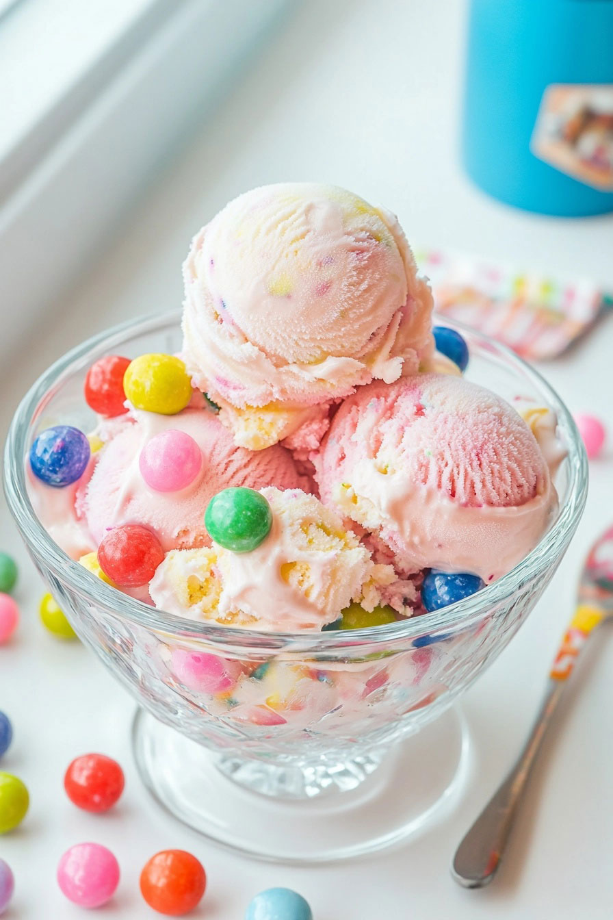 Homemade Bubblegum Ice Cream Delight