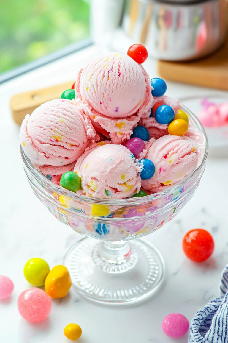 Homemade Bubblegum Ice Cream Delight