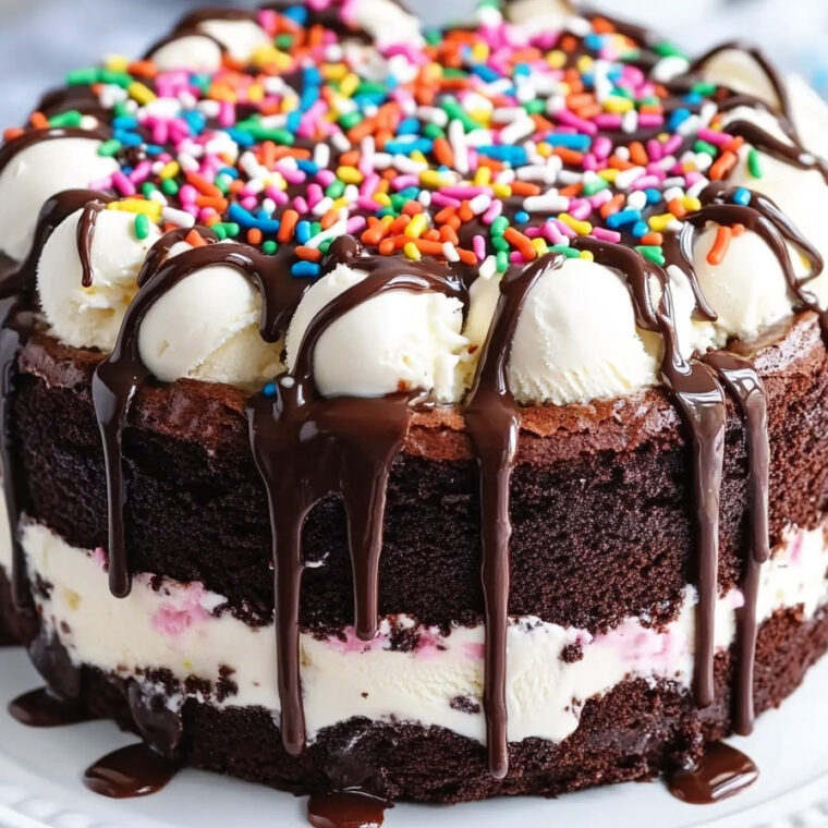 Fudge Brownie Ice Cream Cake Recipe | Easy & Delicious