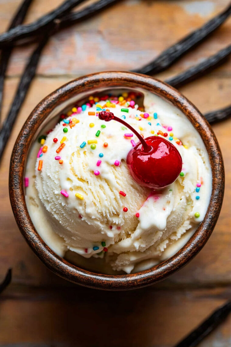 Homemade No Egg Vanilla Ice Cream