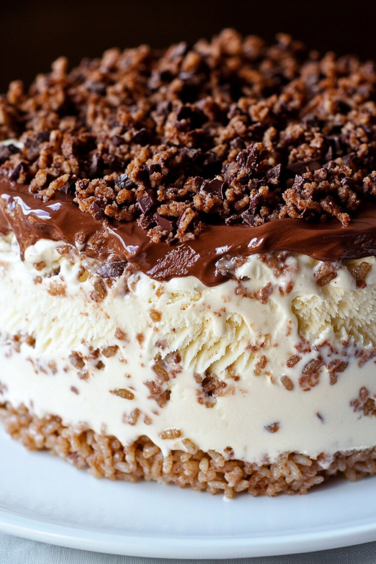 Nutella Crunch Ice Cream Cake - Easy No-Bake Dessert
